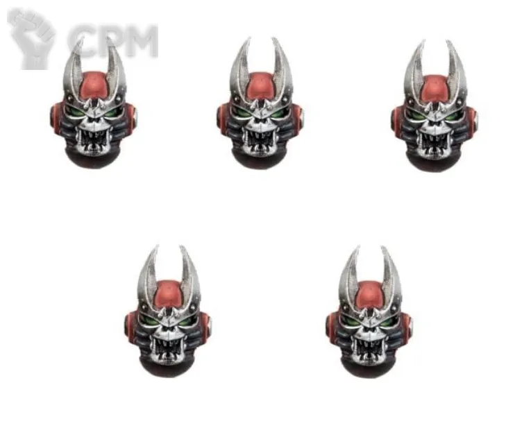 Word Bearers MKVI Heads 5x Sergeant Heads - Свободный Рынок Миниатюр