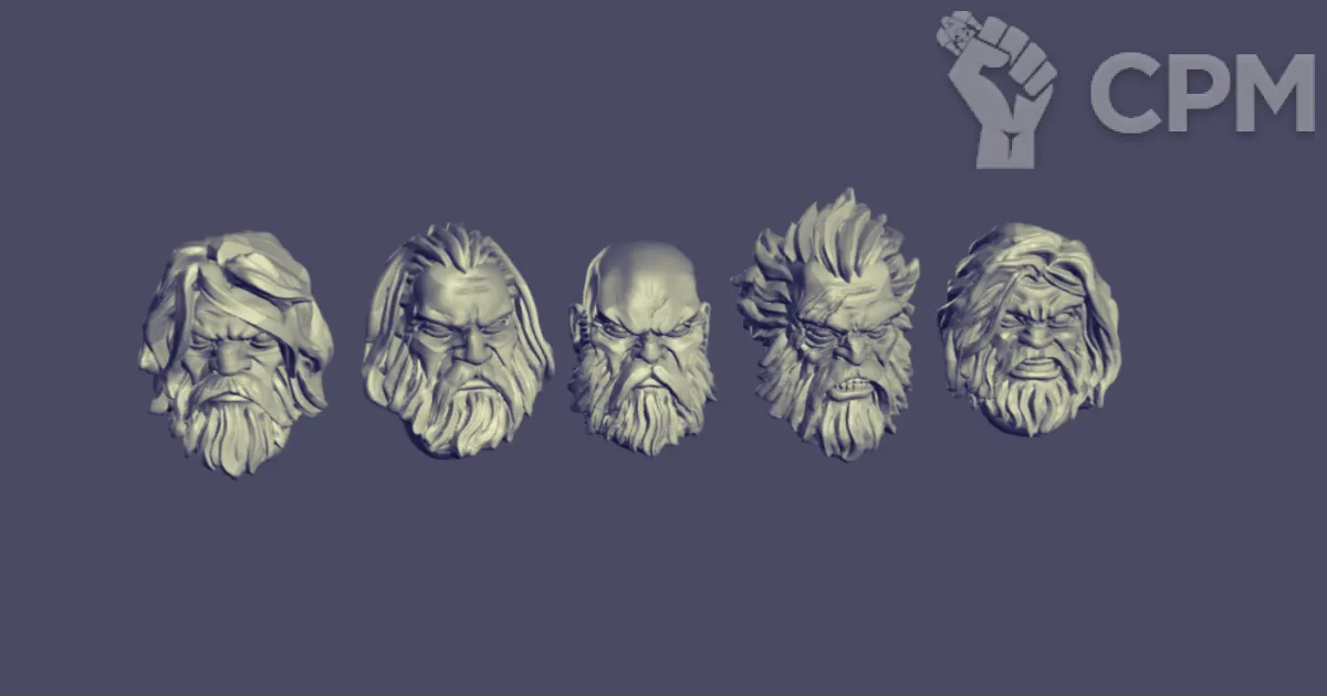 Space Wolves Heads Without Helmets (3д печать) - Свободный Рынок Миниатюр